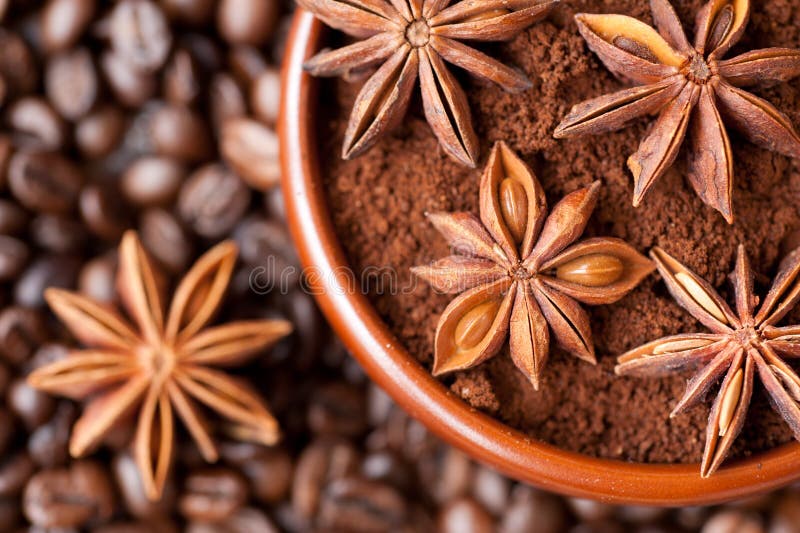 Anise Star, and Coffee Beans Stock Photo - Image of tropical, aromatic ...