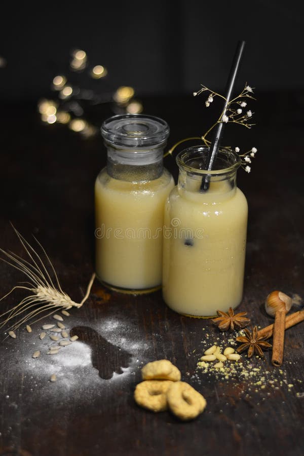 Anise Star Shape with Pear Juice Stock Photo - Image of table, wood ...