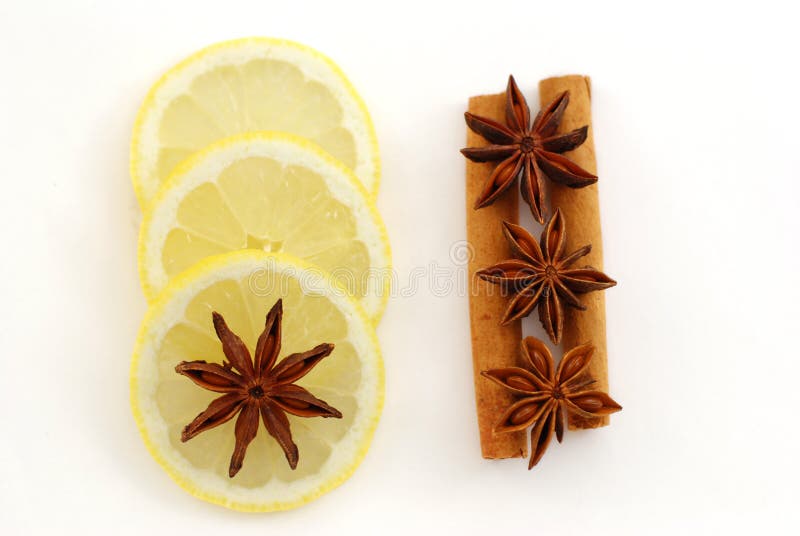 Anise Stars, Cinnamon and Lemon Stock Image - Image of scent, herb ...