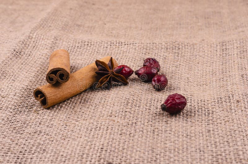 Anise, Wild Rose and Cinnamon Sticks Stock Image - Image of pinecones ...