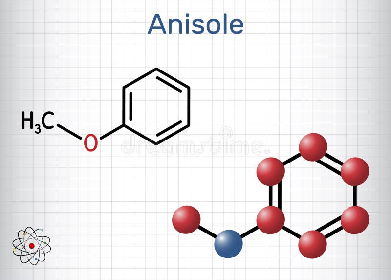 Anisole, Methoxybenzene, Methyl Phenyl Ether Molecule. Sheet of Paper ...