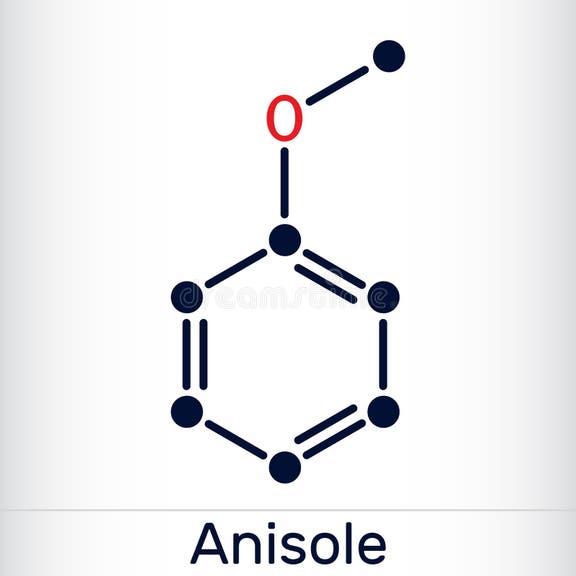 Anisole, Methoxybenzene, Methyl Phenyl Ether Molecule. Skeletal ...