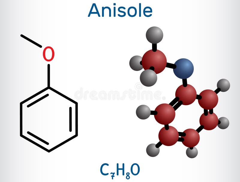 Anisole, Methoxybenzene, Methyl Phenyl Ether Molecule. Structural ...