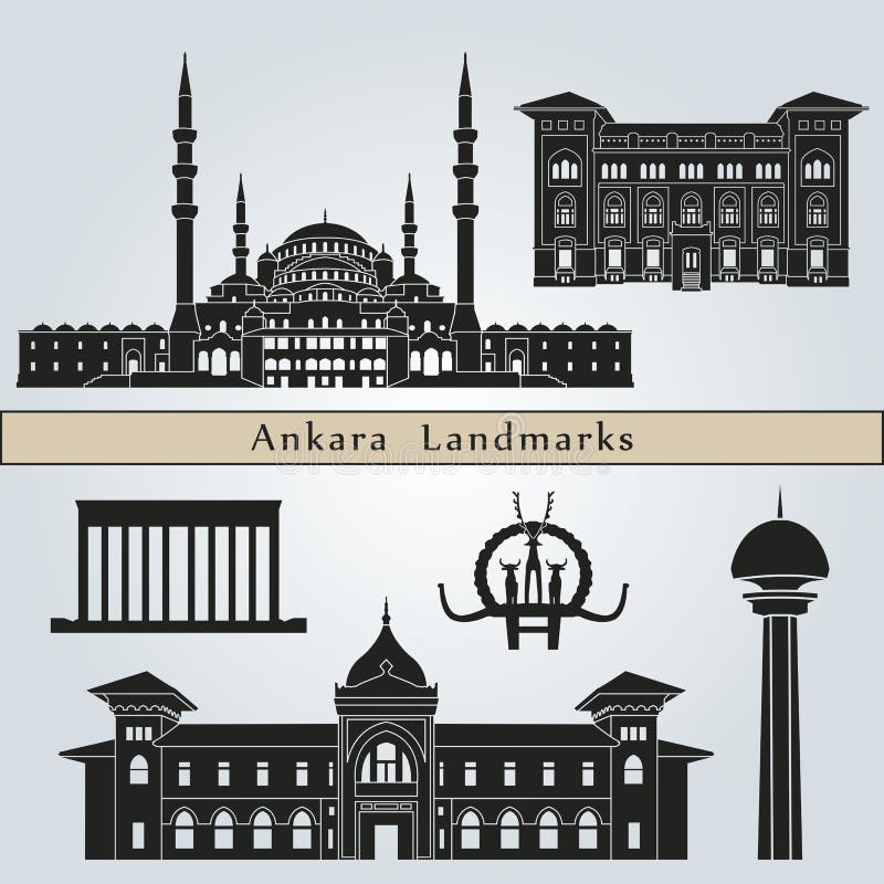 Ankara Landmarks and Monuments Stock Vector - Illustration of east ...