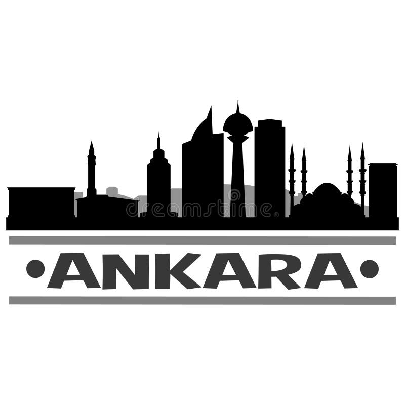 Ankara Turkey City Icon Vector Art Design Skyline Night Flat Shadow ...