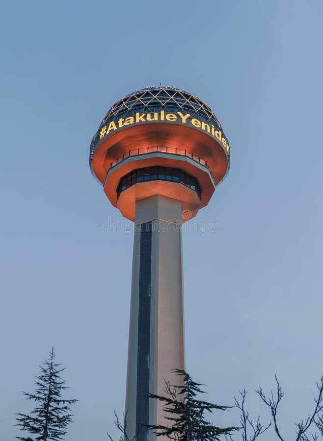 Ankara/Turkey-December 16 2018- Atakule Tower in the Evening Editorial ...