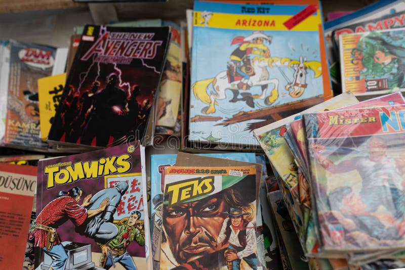 Ankara, Turkey- December 05 2021: Comic Books in a Flea Market ...