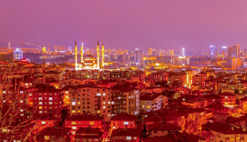 Ankara/Turkey-March 02 2019: Panoramic Ankara View with Kocatepe Mosque ...