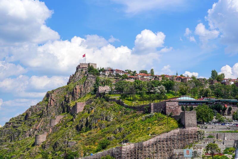 Ankara View, Castle and Turkish Flag Stock Image - Image of castle ...