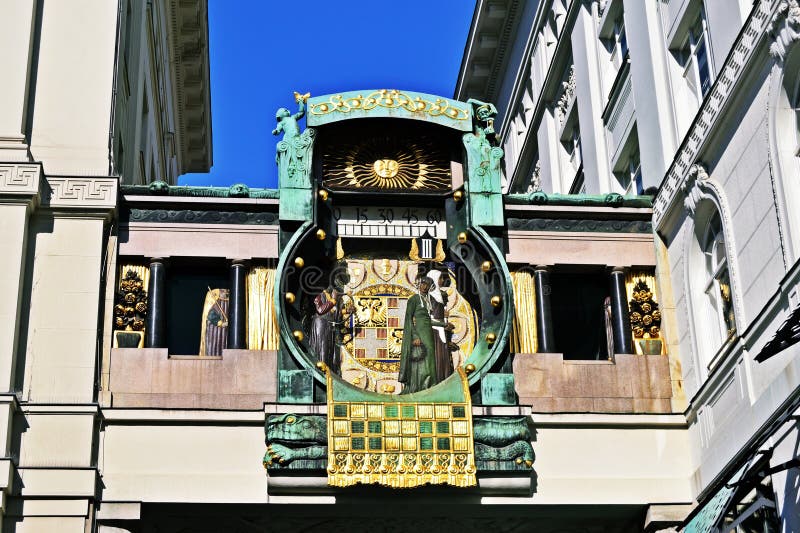 Anker clock in Wien stock photo. Image of trip, nouveau - 90117832