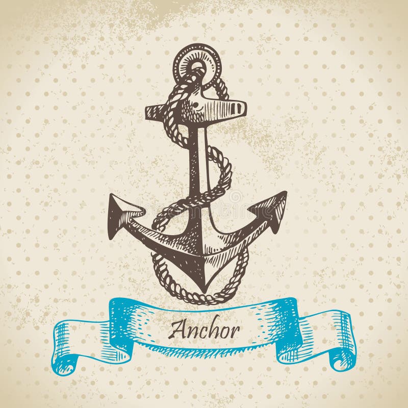 Anker. Hand Gezeichnete Illustration Vektor Abbildung - Illustration ...