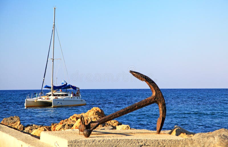 Anker u. Boot redaktionelles foto. Bild von leben, blau - 33806921
