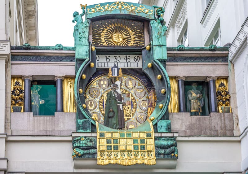 Ankeruhr Uhr in Wien stockfoto. Bild von draussen, europa - 29437150
