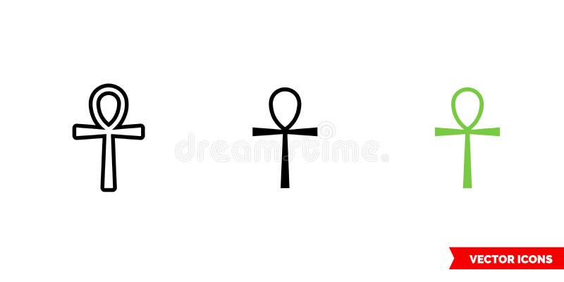 Ankh Symbol Icon of 3 Types Color, Black and White, Outline. Isolated ...