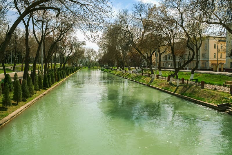 Ankhor Canal and Trees in Tashkent, Uzbekistan Stock Photo - Image of ...