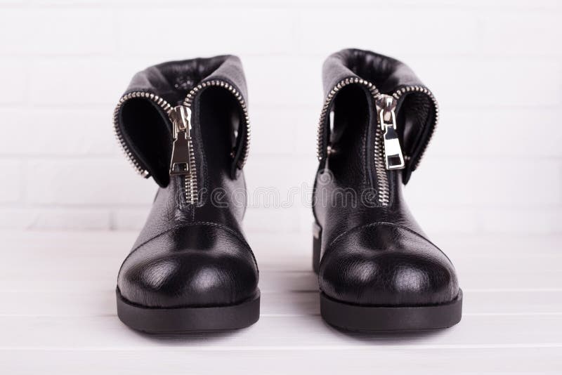 Black boots top view stock image. Image of footwear - 126007735