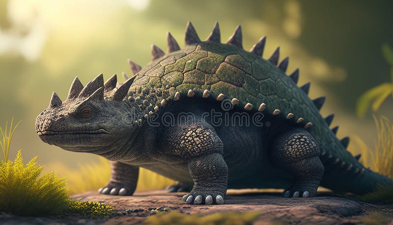 Ankylosaurus, Digital Art Illustration, Generative AI Stock ...