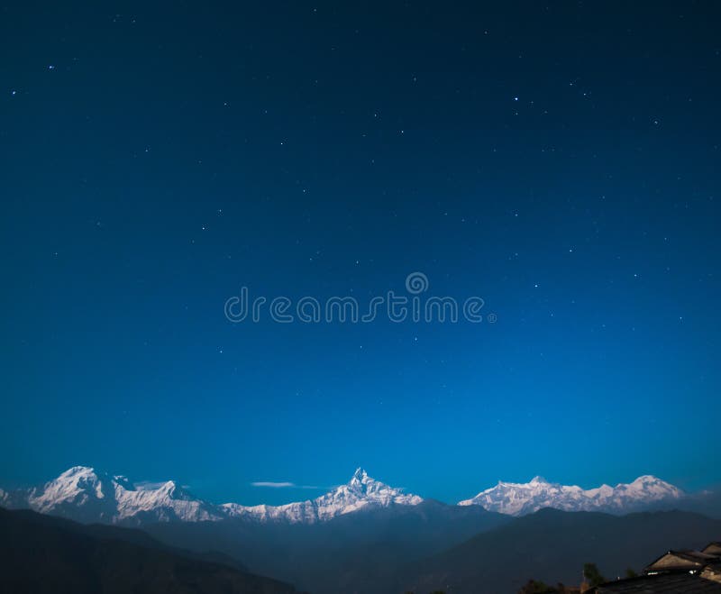 Annapurna Range with Fishtail Mountain Stock Photo - Image of distant ...