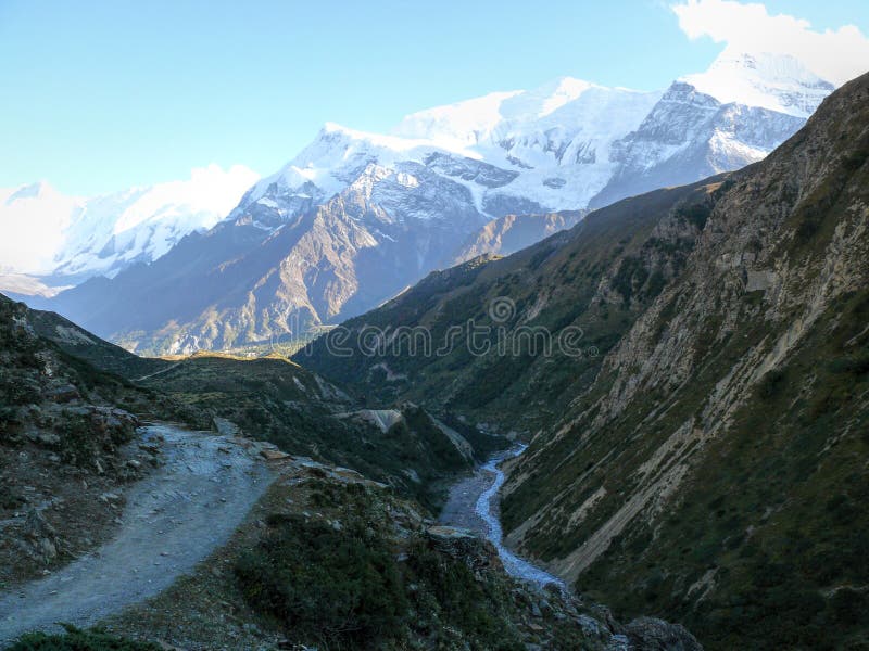 Annapurna Range from Yak Kharka, Nepal Stock Image - Image of landslide ...