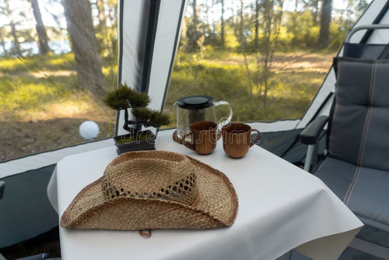 Annex To the Caravan. Comfortable Interior for a Trip, Folding Table ...