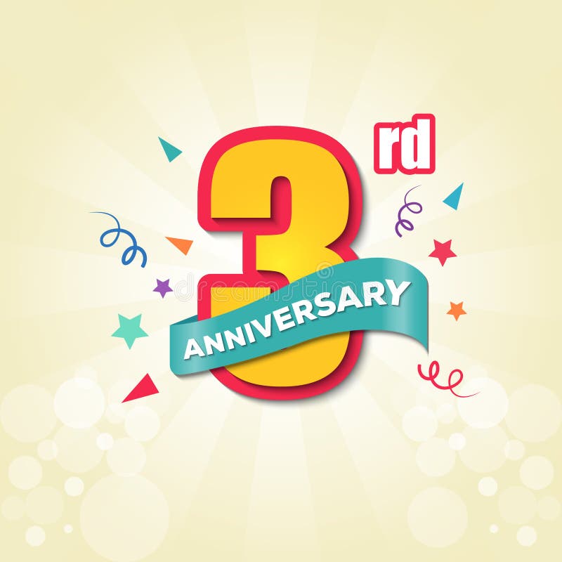 Colorful Anniversary Emblem 3rd Anniversary Template Design Vector ...