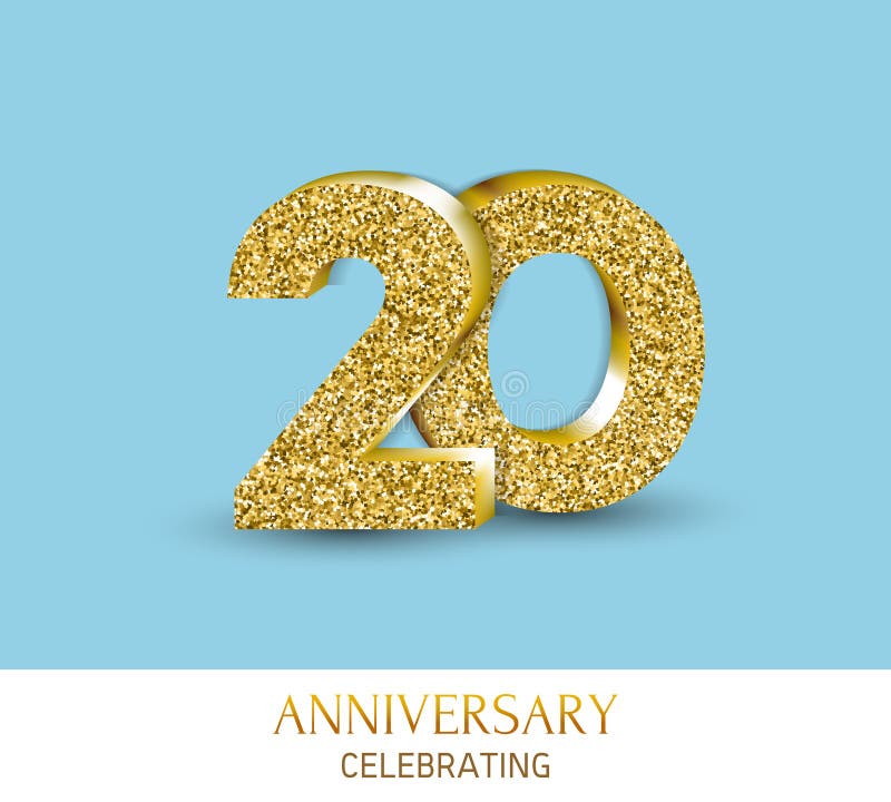20th Anniversary Logo Golden Round Stamp Stock Vector - Illustration of ...
