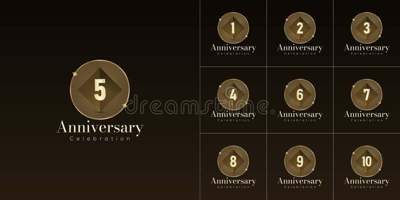 Golden Anniversary Logo Vector. 1st, 2nd, 3rd, 4th, 5th, 6th, 7th, 8th ...