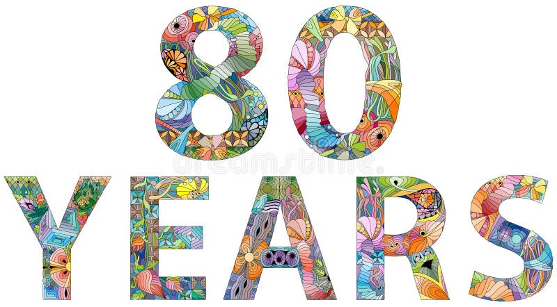 80 Years Anniversary Emblem. Engraving Design. Vector Illustration ...