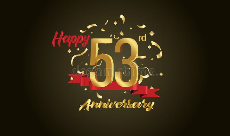 53rd Golden Anniversary Logo with Blue Ribbon Isolated on White ...