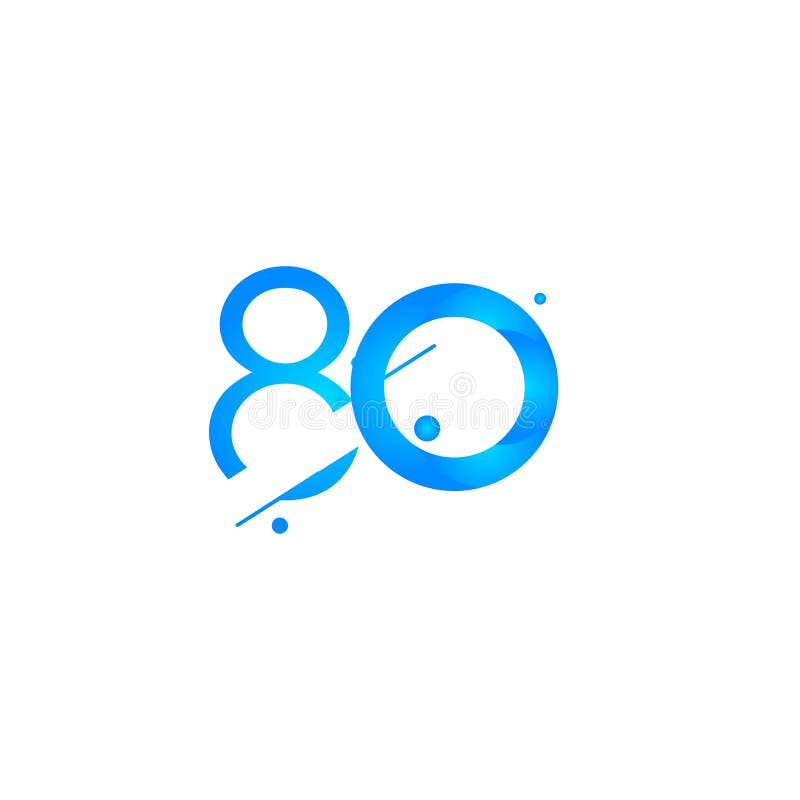 80 Anniversary Celebration Gradient Blue Number Vector Template Design ...