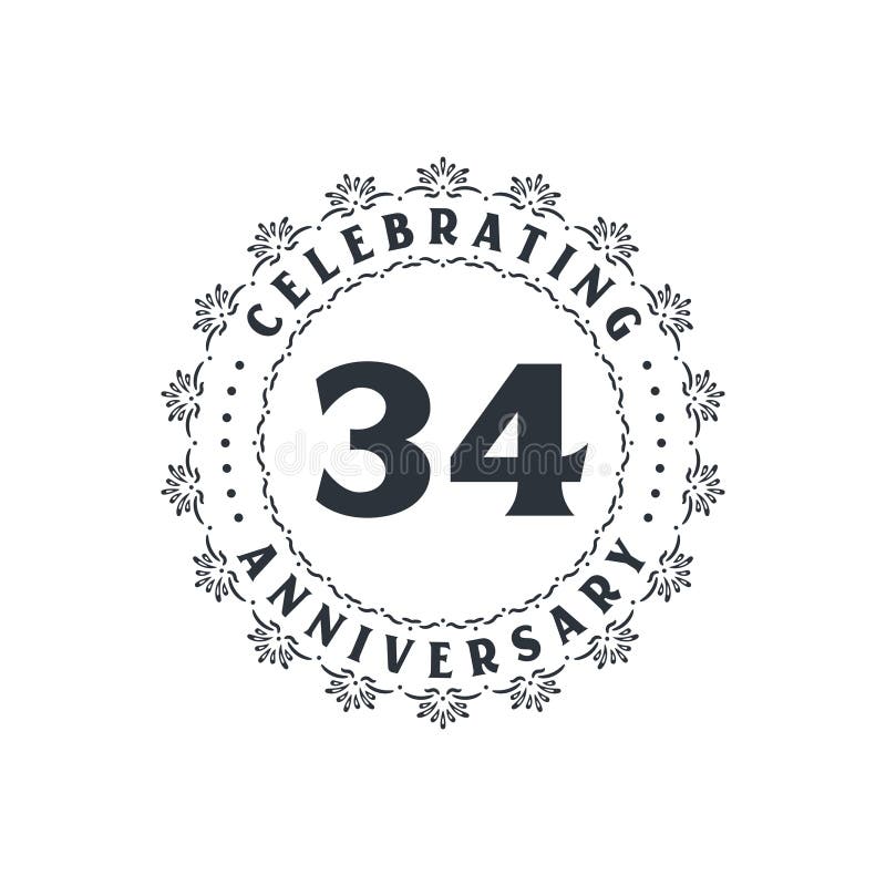 34 Anniversary Celebration, Greetings Card for 34 Years Anniversary ...