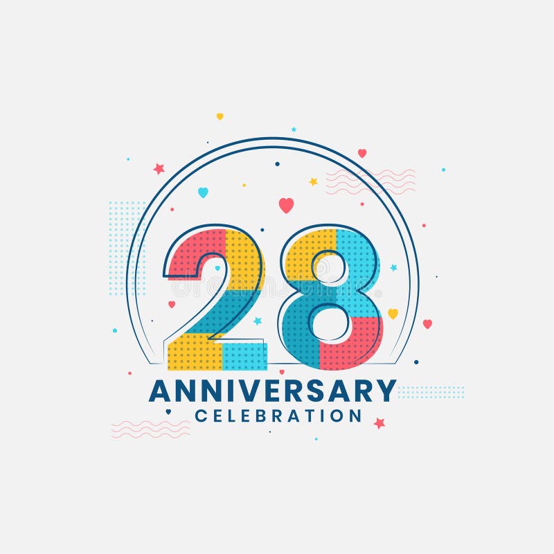 28 Anniversary Celebration, Modern 28th Anniversary Design Stock Vector ...