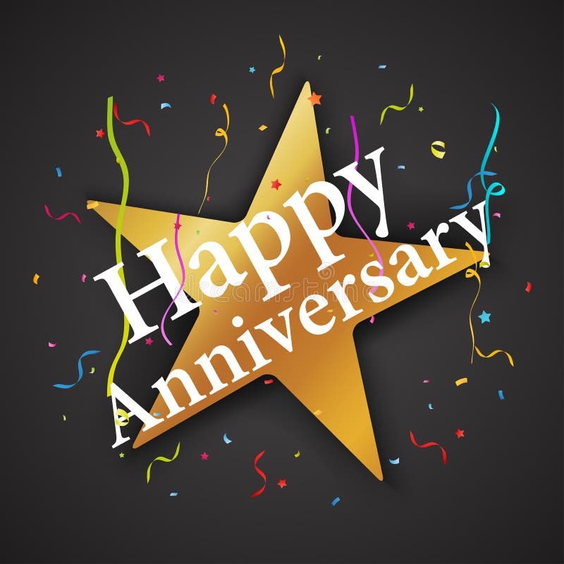 Anniversary Celebration with Star and Confetti Stock Vector ...