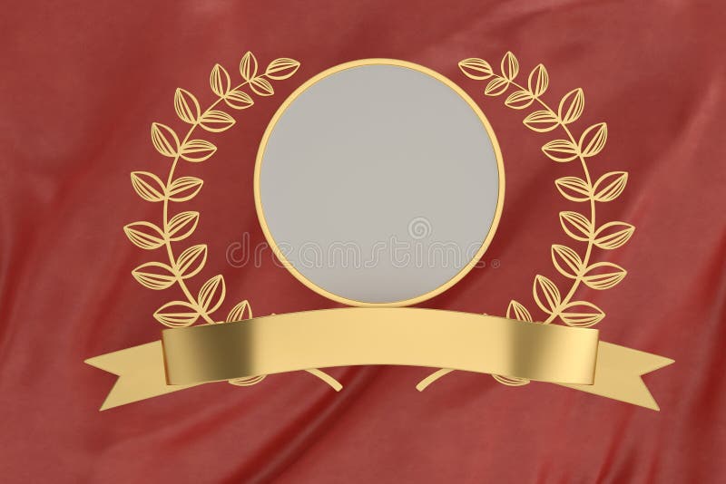 Anniversary Concept Red Ribbon Background and Gold Leafs. 3d ...