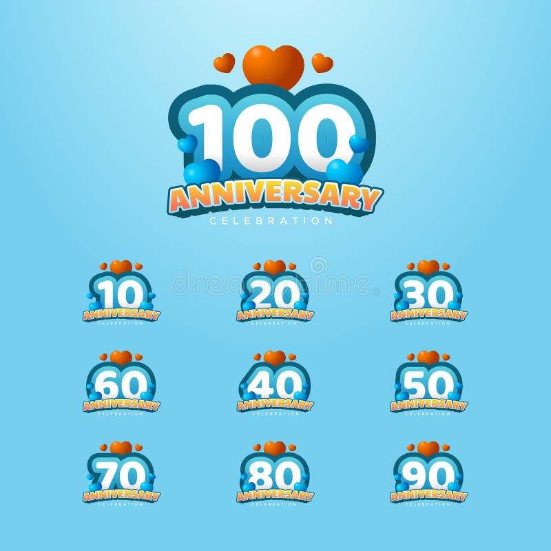 Anniversary Fun Number Vector Design Collection Stock Vector ...