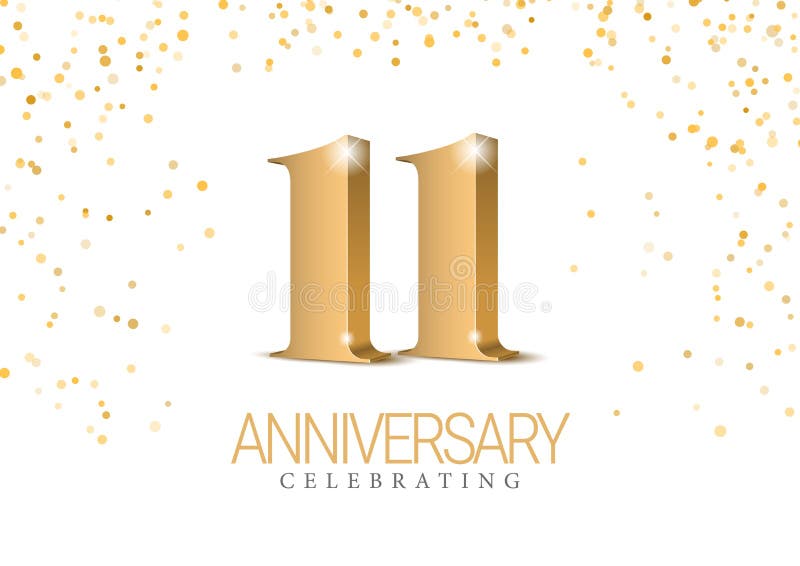 Anniversary 11. Gold 3d Numbers Stock Vector - Illustration of july ...