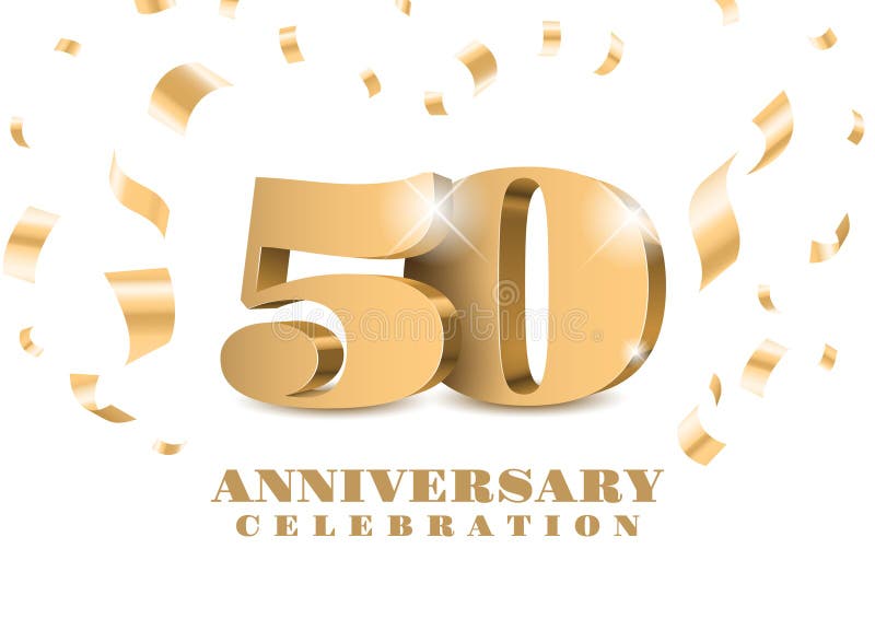Anniversary 50. Gold 3d Numbers Stock Vector - Illustration of label ...