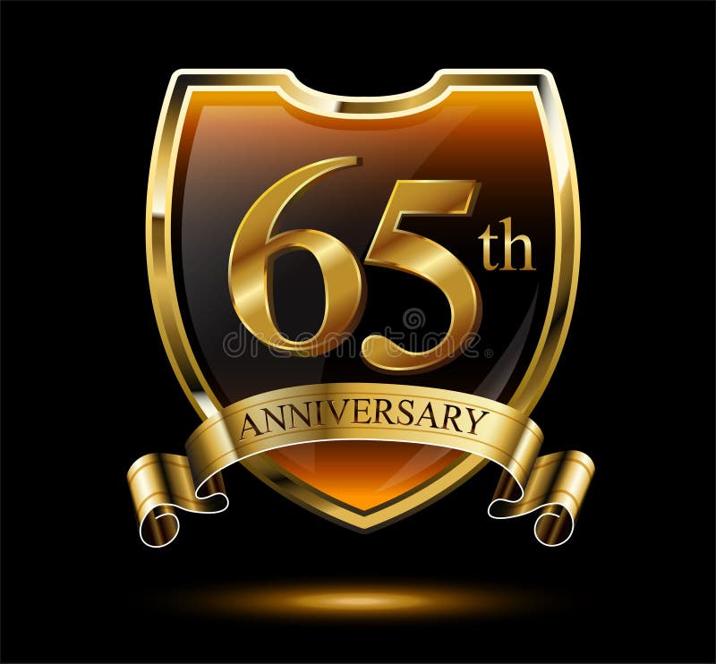 Anniversary 65. Gold 3d Numbers and Shield Stock Vector - Illustration of party, event: 273304599