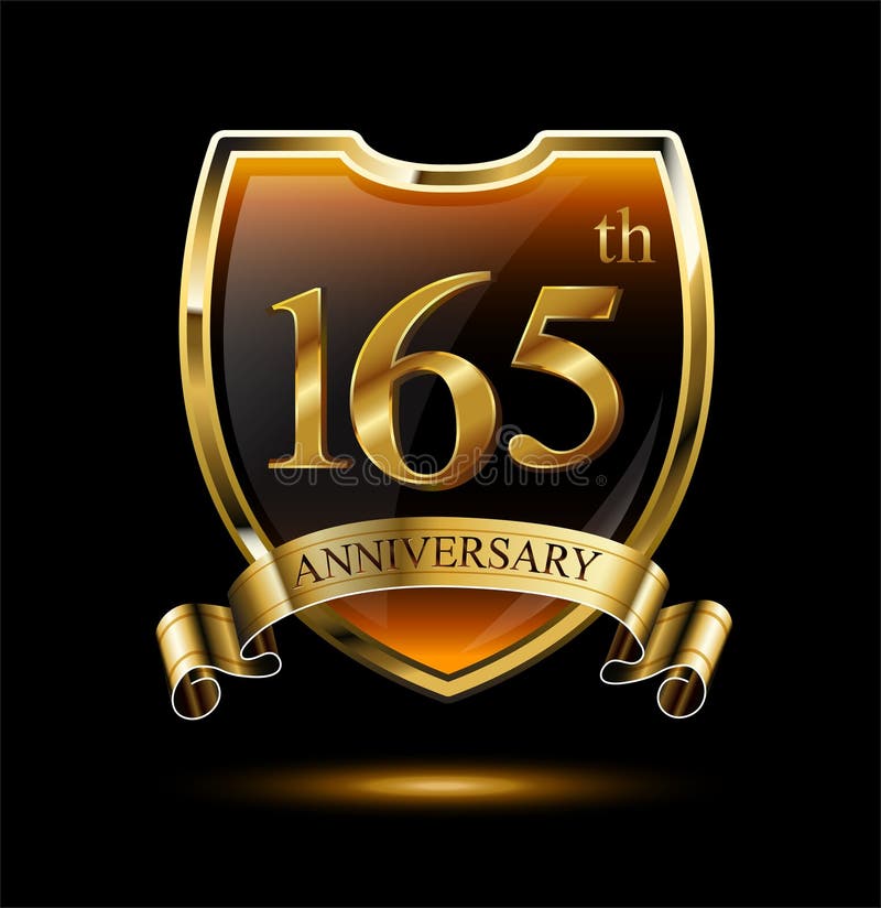 Anniversary 165. Gold 3d Numbers and Shield Stock Vector - Illustration ...
