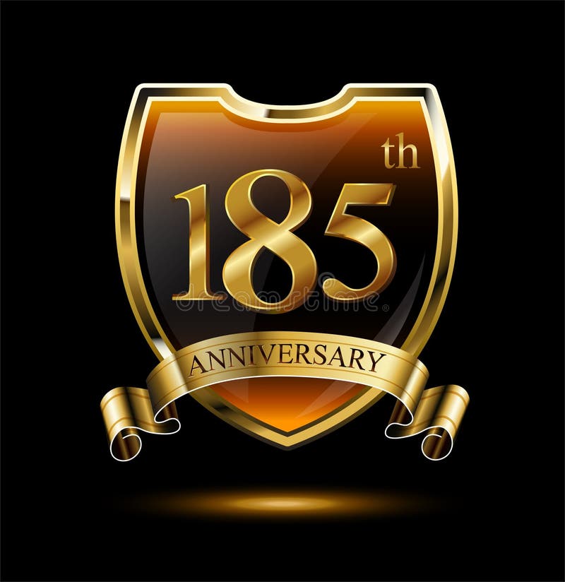 Anniversary 185. Gold 3d Numbers and Shield Stock Vector - Illustration ...