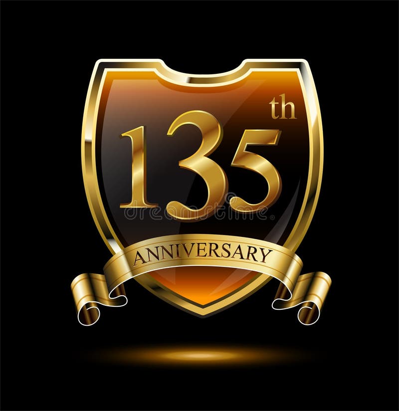 Anniversary 135. Gold 3d Numbers and Shield Stock Vector - Illustration ...