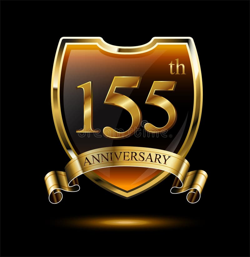 Anniversary 155. Gold 3d Numbers and Shield Stock Vector - Illustration ...