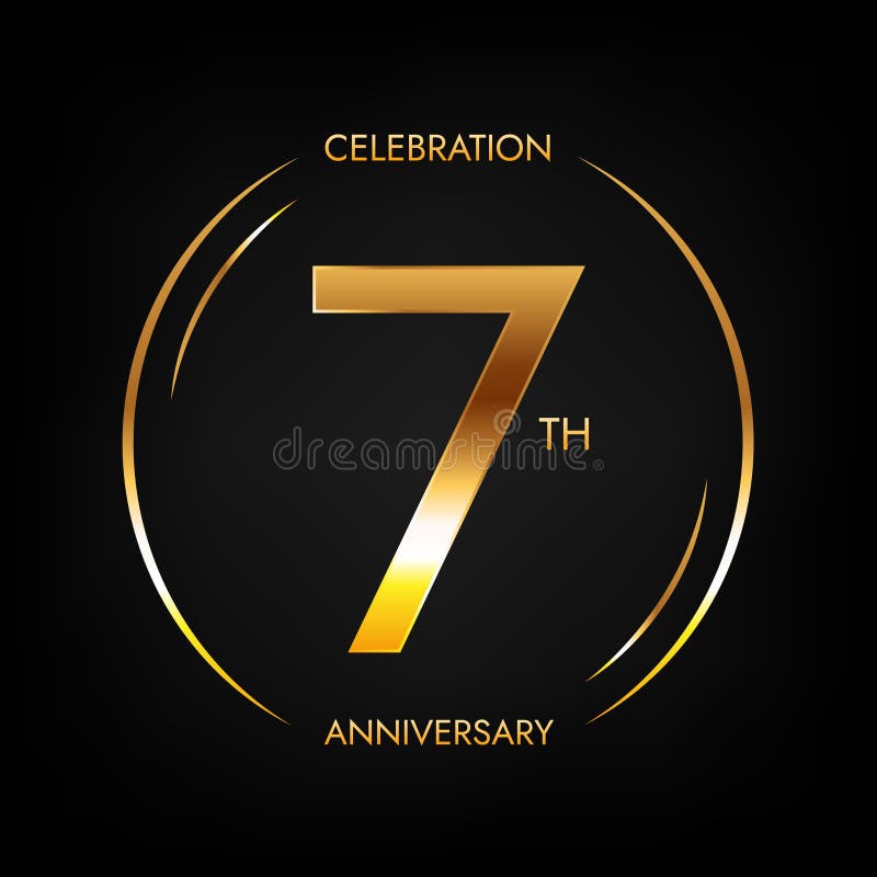 7th Anniversary. Golden Banner. Stock Vector - Illustration of birthday ...