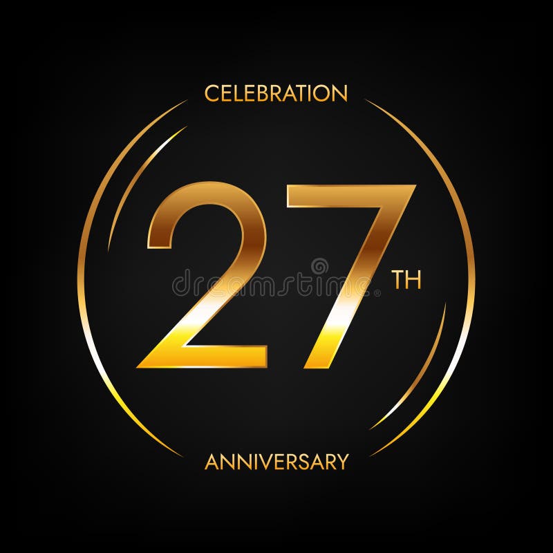 27th Anniversary Golden Bright Stock Vector - Illustration of corporate ...