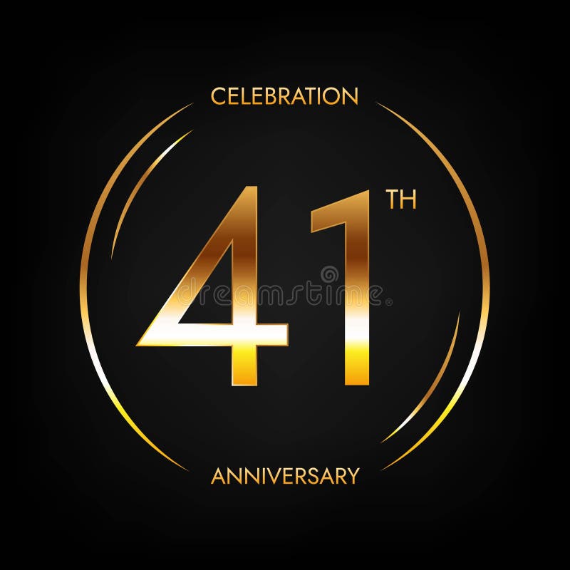 41th Anniversary Golden Bright Stock Vector - Illustration of celebrate ...