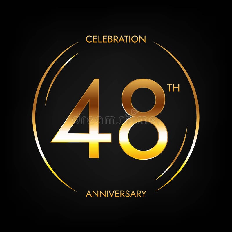 48th Anniversary Golden Bright Stock Vector - Illustration of element ...