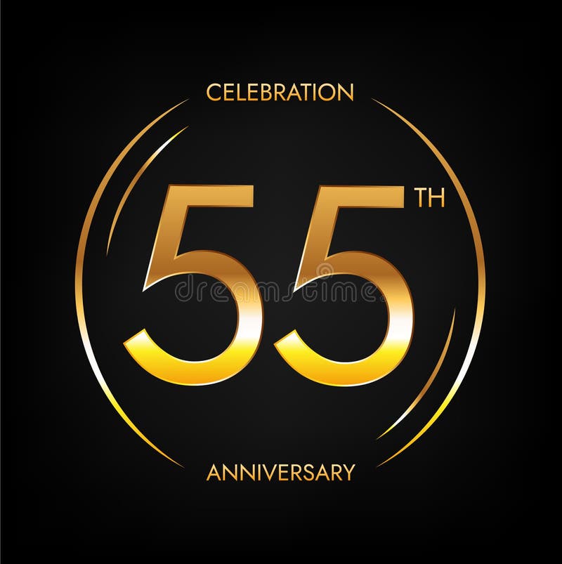55th Anniversary Golden Bright Stock Vector - Illustration of font ...