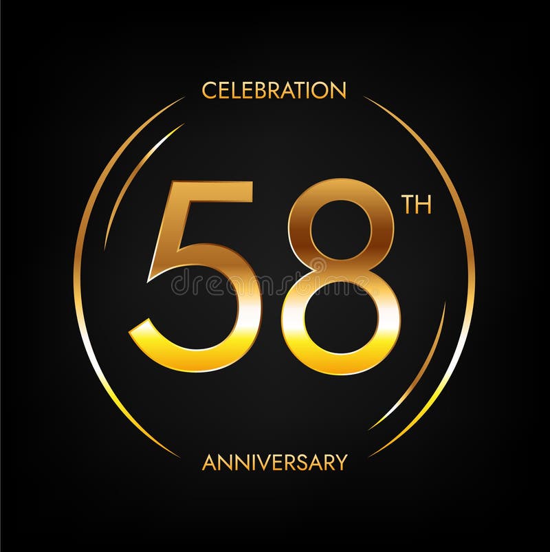 58th Anniversary Golden Bright Stock Vector - Illustration of 58th ...