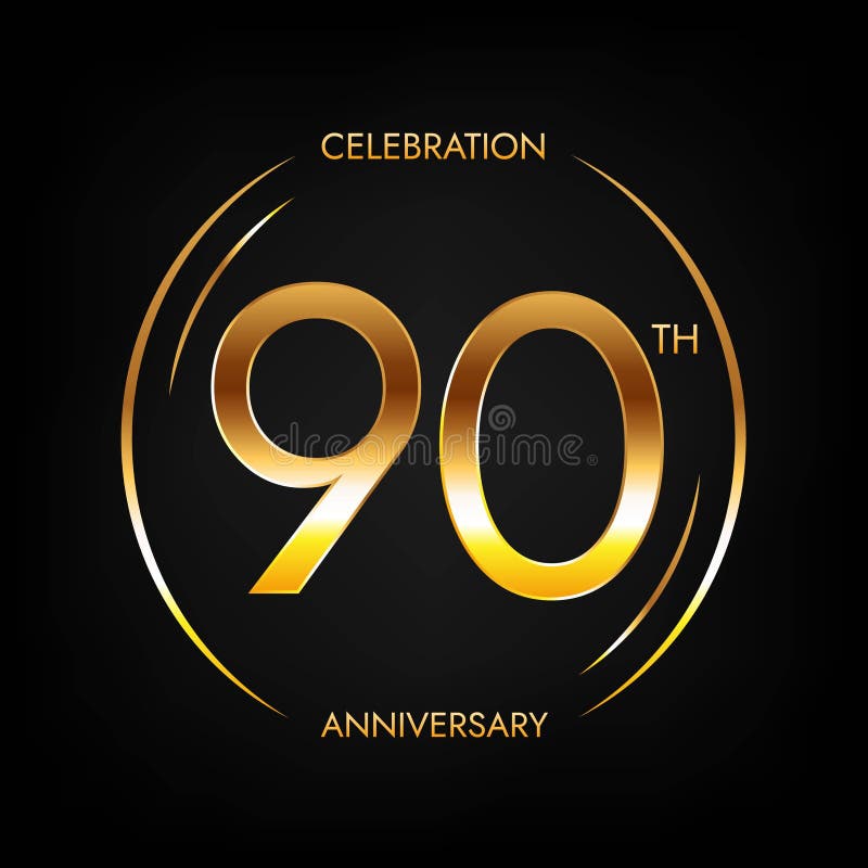 90th Anniversary Golden Bright Stock Vector - Illustration of numbers ...