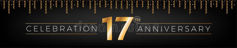 17th Anniversary. Seventeen Years Birthday Celebration Horizontal ...